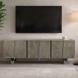 Pharao24.de TV Sideboard Lowboard aus Massivholz in Grau
