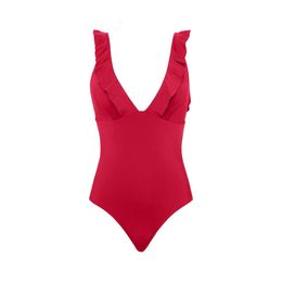 SEA LEVEL Badeanzug 'Frill Essentials' Damen Größe M rot