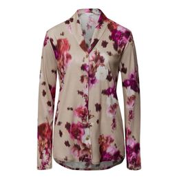 Hanro Pajama Shirt ' Olivia ' female Beige, Red size M