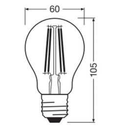 Osram LED-Leuchtmittel Tropfen E27 5,9 W Filament 2.700K dim