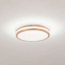 LINDBY LED-Deckenlampe Emiva, Ø 39,5 cm, CCT, Holz