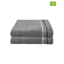 Schiesser 2er-Set: Duschtücher "Skyline" in Anthrazit - 34% | Größe 70x140 cm | Badtextilien