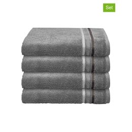 Schiesser 4er-Set: Handtücher "Skyline" in Anthrazit - 36% | Größe 50x100 cm | Badtextilien