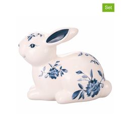 Villa d ́Este 2er-Set: Dekoobjekte "Easter Rabbit" in Wei&szlig;/ Dunkelblau - (H)13,9 cm - 17% | Dekofiguren