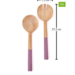 Fynch-Hatton 2tlg. Salatbesteck-Set "Kisha" in Lila/ Hellbraun - (L)27,5 cm - 48% | Gedeckter-tisch