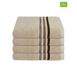 Schiesser 4er-Set: Handtücher "Skyline" in Beige - 31% | Größe 50x100 cm | Badtextilien
