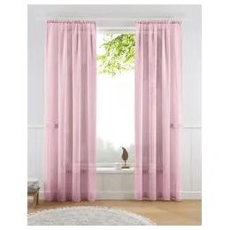 Gardine my home "TENDER" Gr. 4, rosa (rose), B:135cm H:245cm, Polyester, Gardinen, Leinen Optik mit Struktur, monochrom, Bestseller