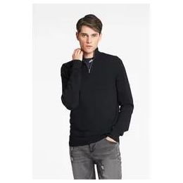 Troyer LINDBERGH, Herren, Gr. M, blau (navy), Obermaterial: 80% Viskose, 20% Nylon, unifarben, casual, regular fit taillenbedeckt, ohne Ausschnitt, Langarm Rippbündchen, Pullover, mit Troyerkragen