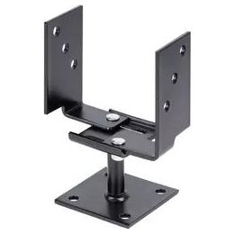 GAH Alberts U-Pfostentr&auml;ger ALBERTS, schwarz, B:10cm, Stahl, Bodenanker, breitenverstellbar, Breite 71-131 mm