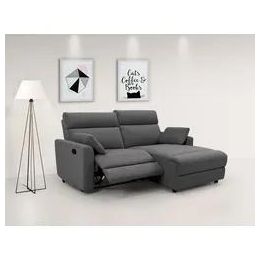 Ecksofa Inosign "JENNA, L-Form, 209cm, manuelle u. elektrische Funktion, mit USB A/C", grau (anthrazit), B:209cm H:100,5cm T:163cm, Webstoff 100% Polyester, Sofas, Liegefunktion 105-150, Federkern, Struktur fein