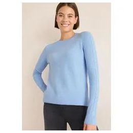 Rundhalspullover Cecil, Damen, Gr. S (38), sporty light blau melange, Strick, Obermaterial: 37% Baumwolle, 34% Polyacryl, 26% Polyester, 3% Elasthan, meliert, casual, regular fit normal, Rundhals, Langarm Rippbündchen, Pullover, mit Rippbündchen