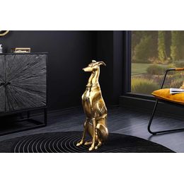 Riess Ambiente Design Skulptur GREYHOUND 70cm gold Metall Aluminium Windhund Figur Riess-Ambiente Modern
