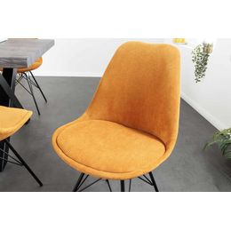 Riess Ambiente Design Stuhl SCANDINAVIA MEISTERSTÜCK senfgelb Cord schwarze Metallbeine Riess-Ambiente Esszimmerstuhl Küchenstuhl Modern Retro Skandinavisch