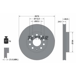 TEXTAR Bremsscheibe 92271905 vorne rechts links bel&uuml;ftet 276mm f&uuml;r SKODA VW SEAT (FAW) (SVW) AUDI 5Q0615301E 5Q0615301A 5QD615301F