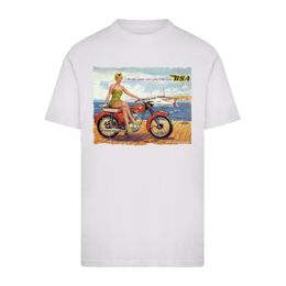F4NT4STIC T-Shirt 'BSA C15 Star 1962 Motorcycle Dockside Ad' Herren Gr&ouml;&szlig;e XS blau / hellbraun / rot / wei&szlig;