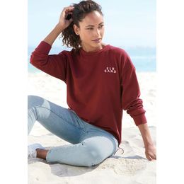 ELBSAND Sweatshirt 'Carisa' rot Gr. S (36) f&uuml;r Damen. Rundhals und Logodruck. Figurumspielend. Nachhaltig.