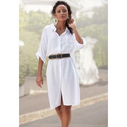 Lascana Longbluse weiß Gr. 34 für Damen. Mit V-Ausschnitt. Figurumspielend