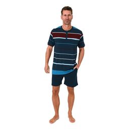 Normann Kurzarm Schlafanzug Shorty Pyjama Streifen in marine | Gr.: 56