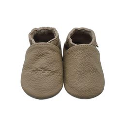 Yalion Baby Krabbelschuhe aus Leder mit rutschfester Sohle – Khaki | Gr.: 17/18