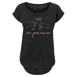 F4NT4STIC Long Cut T-Shirt Silvester Party new year new me in schwarz | Gr.: XXL