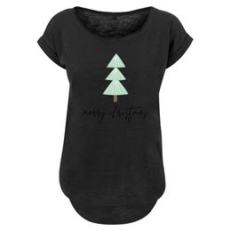 F4NT4STIC Long Cut T-Shirt Merry Christmas Weihnachten in schwarz | Gr.: XS