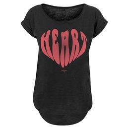 F4NT4STIC Long Cut T-Shirt Valentinstag Herz Rot in schwarz | Gr.: XS