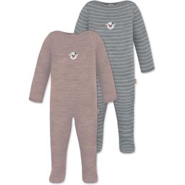 Normani Outdoor Sports 2x MERINO Babystrampler Levin in Rosa/Grau | Gr.: 56
