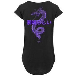 F4NT4STIC Damen T-Shirt Lang PLUS SIZE Dragon Drache Japan in schwarz | Gr.: L