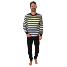 Normann Frottee Schlafanzug lang Pyjama RingelMuster - 82327 in gelb | Gr.: 56