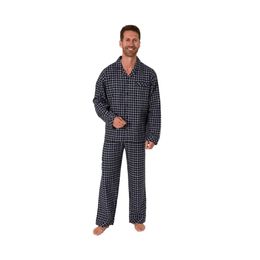 Normann Flanell Pyjama Schlafanzug zum durchknöpfen - 70109 in grau | Gr.: 48