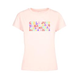 F4NT4STIC Box Tee Girls Just Wanna Have Fundamental Rights Frauentag in pink | Gr.: XL