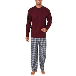 Normann Schlafanzug Pyjama lang Flanell Hose - 37987 in rot | Gr.: 58