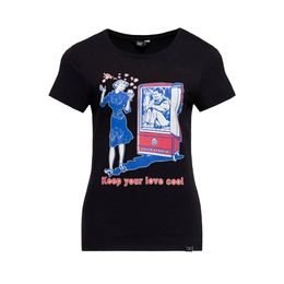 Queen Kerosin Print T-Shirt Keep Your Love Cool in schwarz | Gr.: XS