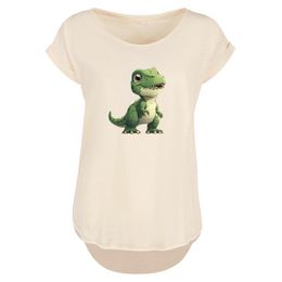 F4NT4STIC Long Cut T-Shirt Süßer grüner Dino in Whitesand | Gr.: XS