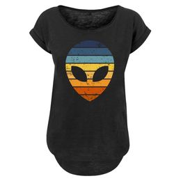 F4NT4STIC Long Cut T-Shirt Alien Sonnenuntergang Retro in schwarz | Gr.: XS