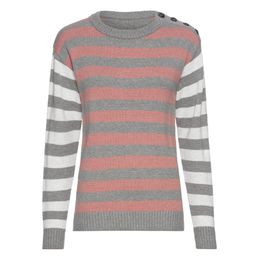 Laura Scott Strickpullover in grau-rosa-gestreift | Gr.: 40-42