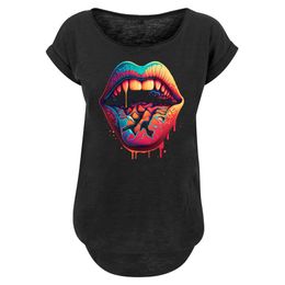 F4NT4STIC Long Cut T-Shirt Drooling Lips LONG TEE in schwarz | Gr.: L