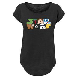 F4NT4STIC Long Cut T-Shirt Star Wars Character Logo in schwarz | Gr.: XS