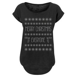 F4NT4STIC Long Cut T-Shirt Merry Christmas Everyone Weihnachten in schwarz | Gr.: L