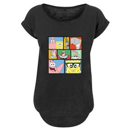 F4NT4STIC Long Cut T-Shirt 'Spongebob Schwammkopf Collage' in schwarz | Gr.: XXL