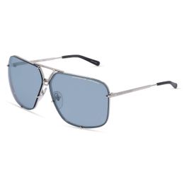 Porsche Design 8928 | Unisex-Sonnenbrille | Fassung: Vollrand, Pilot, Metall, Silber Glänzend | Glasfarbe: Blau