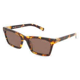 Miu Miu MUA05S | Damen-Sonnenbrille | Fassung: Vollrand, Rectangular, Acetat, Gelb Havanna | Glasfarbe: Braun