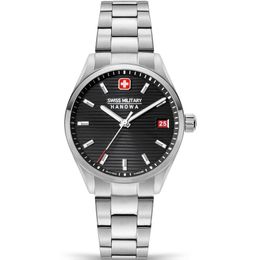 SWISS MILITARY HANOWA Quarzuhr »ROADRUNNER LADY, SMWLH2200201« Armbanduhr, Damenuhr, Swiss Made, Datum, Saphirglas, analog silberfarben 0...