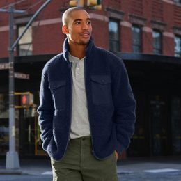 LANDS' END Sherpa-Fleece-Hemdjacke, Herren,  Blau, Polyester, by Lands' End