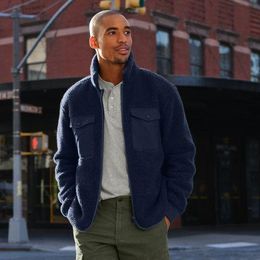 LANDS' END Sherpa-Fleece-Hemdjacke, Herren,  Blau, Polyester, by Lands' End