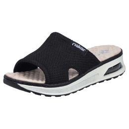 Rieker Pantolette Sommerschuh, Hausschuh, Schlappen, Keilabsatz, in veganer Verarbeitung schwarz 39 39 Pantolette mit Rieker Air-Fenster in der...