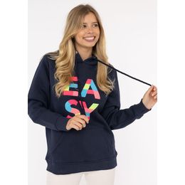 Zwillingsherz Damen Hoodie &raquo;"EASY"&laquo;, mit buntem Easy Schriftzug blau SM (S/M)