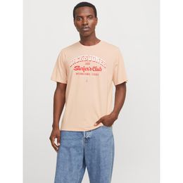 Jack & Jones JACK & JONES Rundhalsshirt &raquo;JJELOGO TEE SS O-NECK 2 COL SS25 SN&laquo; mit Logo Print Peach Parfait Detail:Melange M M T-Shirt von Jack & Jones