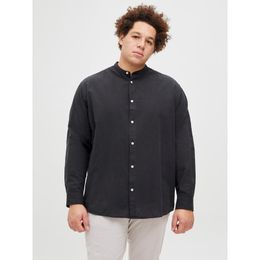 Jack & Jones PlusSize JACK & JONES PLUSSIZE Langarmhemd »JJEBREEZE LINEN BLE BAND SHIRT LS SN PLS« Black 4XL - N-Gr N-Gr 4XL Cooles Hemd von Jack & Jones Plus Size