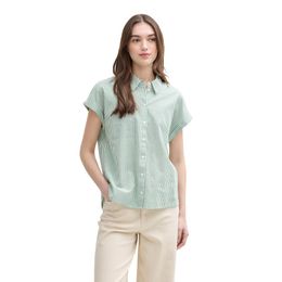 Tom Tailor Denim Kurzarmbluse mit Streifen-Design white green vertical stripe XL (42) XL (42) Kurzarmbluse von Tom Tailor Denim